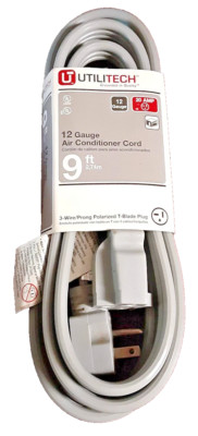 220v 20amp Utilitech 9ft 274m Air Conditioner Cord 3-Prong T Blade plug ...