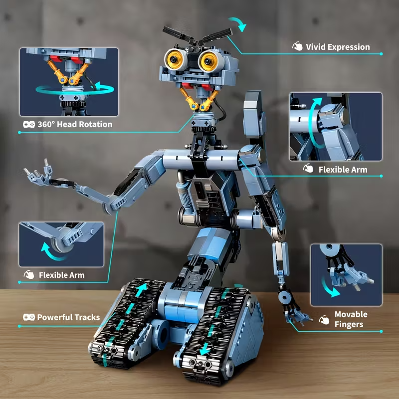 Johnny 5 Robot with Powerful Track 1176 PCS Building Blocks Toys 80s ...