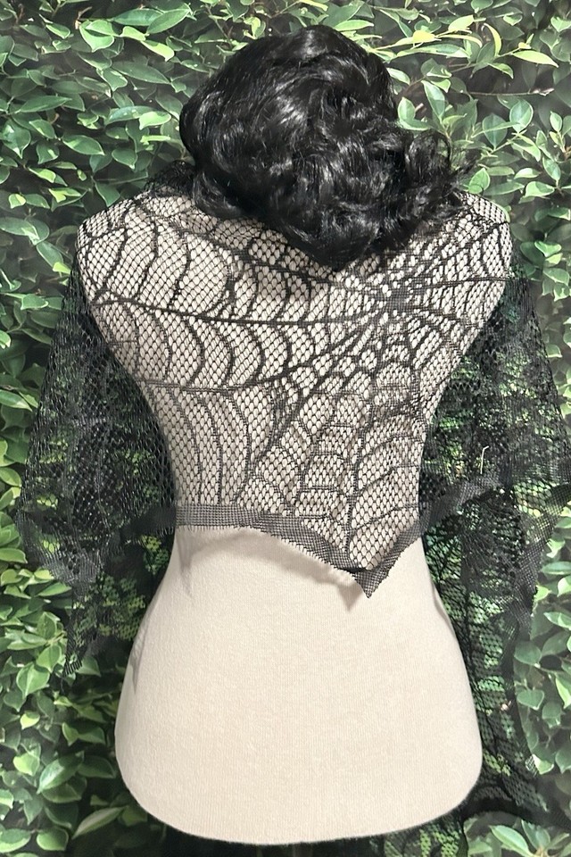 Halloween Black Spider Web Cape & Black Wig One Size Fits All | eBay