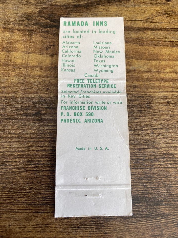 Vintage Ramada Inn Roadside Hotels Matchbook Matches Advertising | eBay