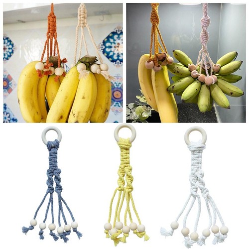 Cotton Rope Hanging Banana Hanger With Wood Bead, Cabinet Banana ...