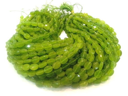 PERIDOT BEADS OVAL CHALCEDONY FACETED CUT 7X9MM LOOSE GEMSTONE 13"INCH ...