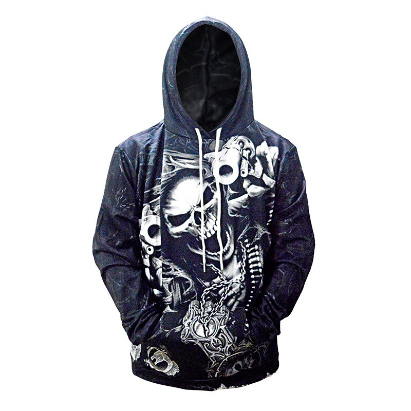 Herren Totenkopf Skull Schädel Totenschädel Pulli Pullover mit Kapuze ...