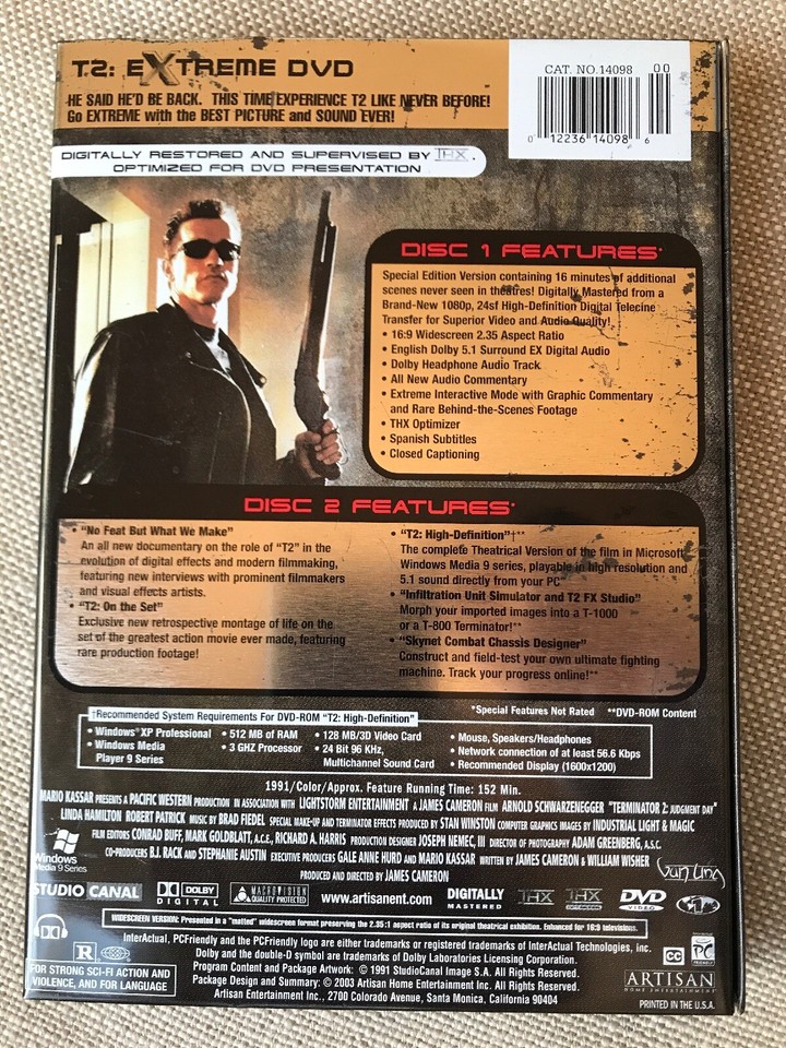 T2 - The Extreme DVD Edition (DVD, 2003, 2-Disc Set) Collectible Pre ...