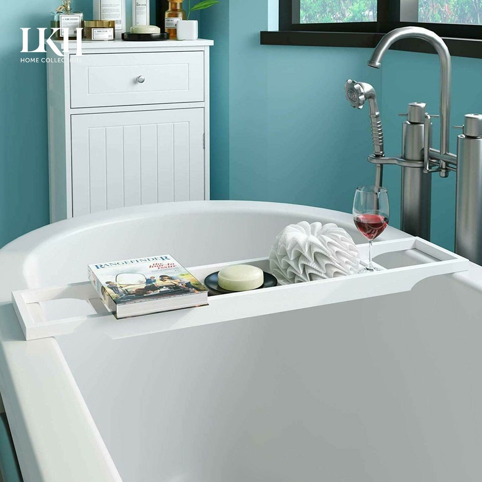 Bamboo Caddy Wood Bath Tub Rack Bathroom Shelf Tidy Tray Storage ...