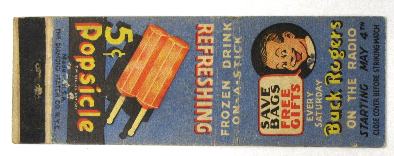 1930's POPSICLE 5¢ Buck Rogers Radio Show Matchbook cover w/striker | eBay
