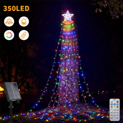 350 LED Solar Lights Star Fairy Light Tree String Light Xmas Party ...