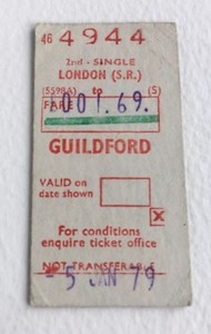Vintage 1970s Southern Railway Train Ticket LONDON GUILDFORD British | eBay