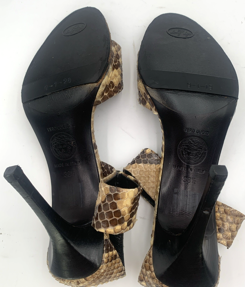 Gianni Versace Couture Snake Print High Heel Size 38.5 US 9 Zipper Back ...