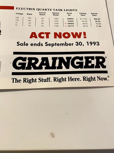Grainger Catalog Price List September 1993 | eBay
