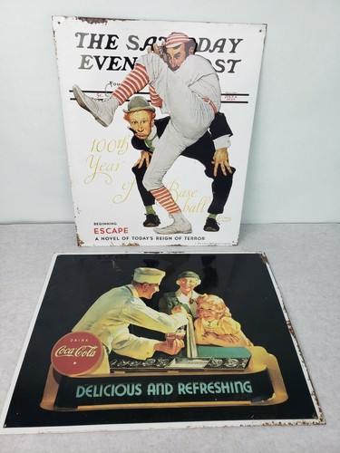 Lot of 2 Vintage The Saturday Evening Post & Coca-Cola Soda Fountain ...