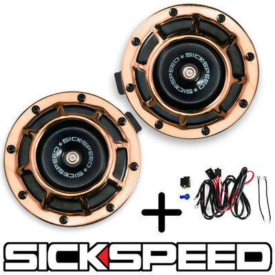 SICKSPEED 2PC ROSE GOLD SUPER LOUD GRILLE MOUNT BLAST TONE HORN W ...
