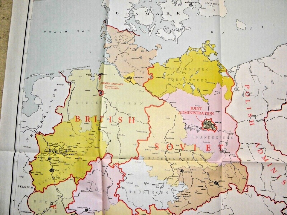 VINTAGE MAP GERMANY ZONES OF OCCUPATION GREATER BERLIN POLISH AMERICAN ...