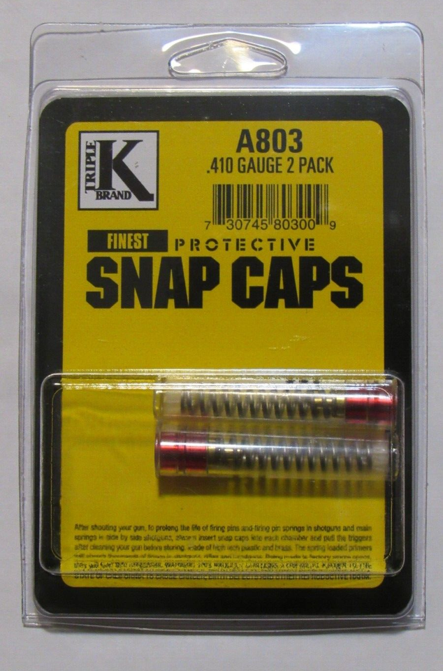 410 .410 bore GAUGE Snap Caps 2PK TRIPLE K SPRING LOADED PRIMER BRASS ...