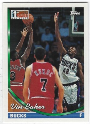1993-94 TOPPS VIN BAKER "1ST ROUND NBA DRAFT" RC #306 MILWAUKEE BUCKS ...