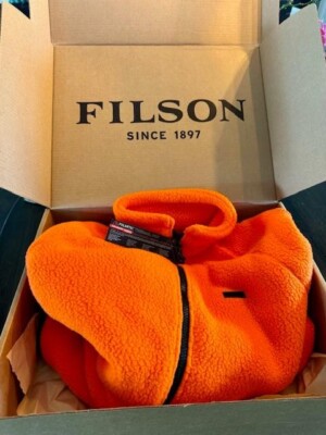 Filson Sherpa Fleece Jacket 20117928 Flame Blaze Orange Black Polartec ...