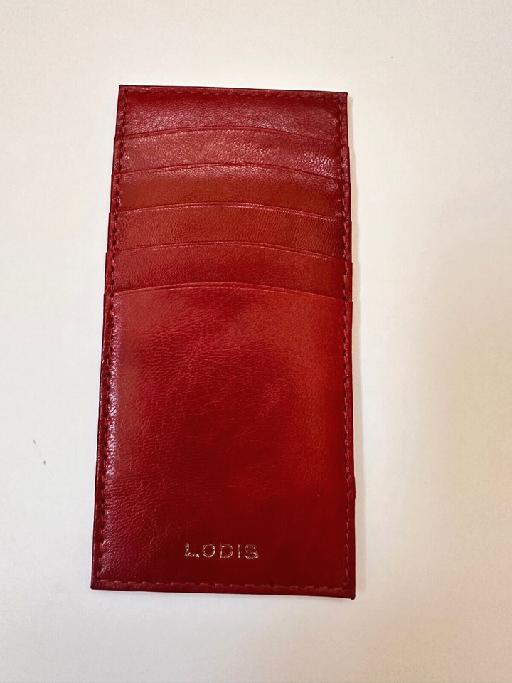 NEW Lodis Red Leather Long ID Window Slim Card Wallet RFID PROTECTION ...