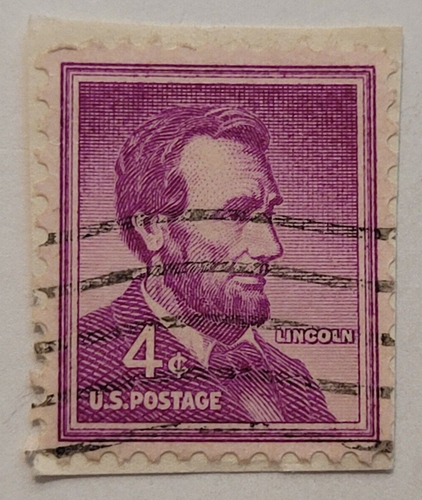 U.S. Postage ~ Abraham Lincoln ~ Cancelled/Post ~ Purple 4¢ Stamp -c ...