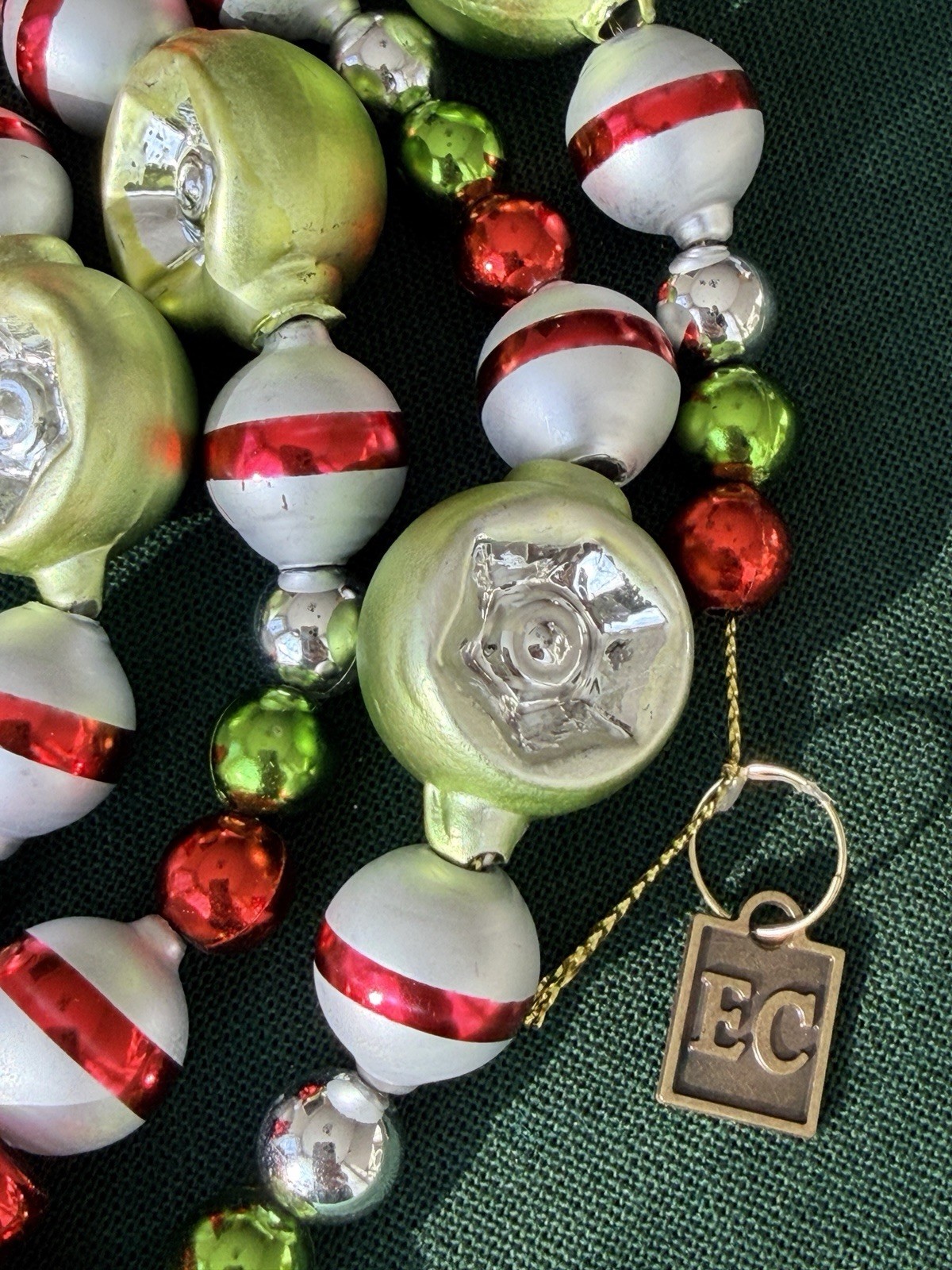 RAZ Imports EC Christmas Glass Red Green Vintage Style Garland 6 Ft | eBay