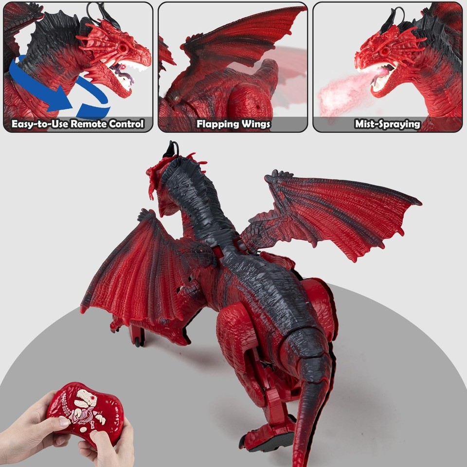 Remote Control Dragon Toy for Kids with 360° Swaying Head, Roaring ...