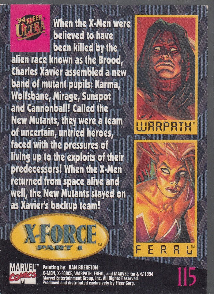 1994 Fleer Ultra X-Men #115 X-FORCE WARPATH FERAL Marvel Comics | eBay
