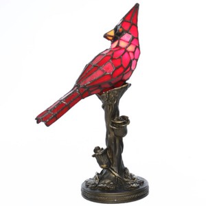 13.5 Small Bird Table Lamp Tiffany Style Red Cardinal Stained Glass ...