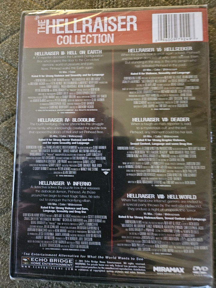 THE HELLRAISER COLLECTION - DVD - Sealed - 6 Films - Pinhead - Clive ...