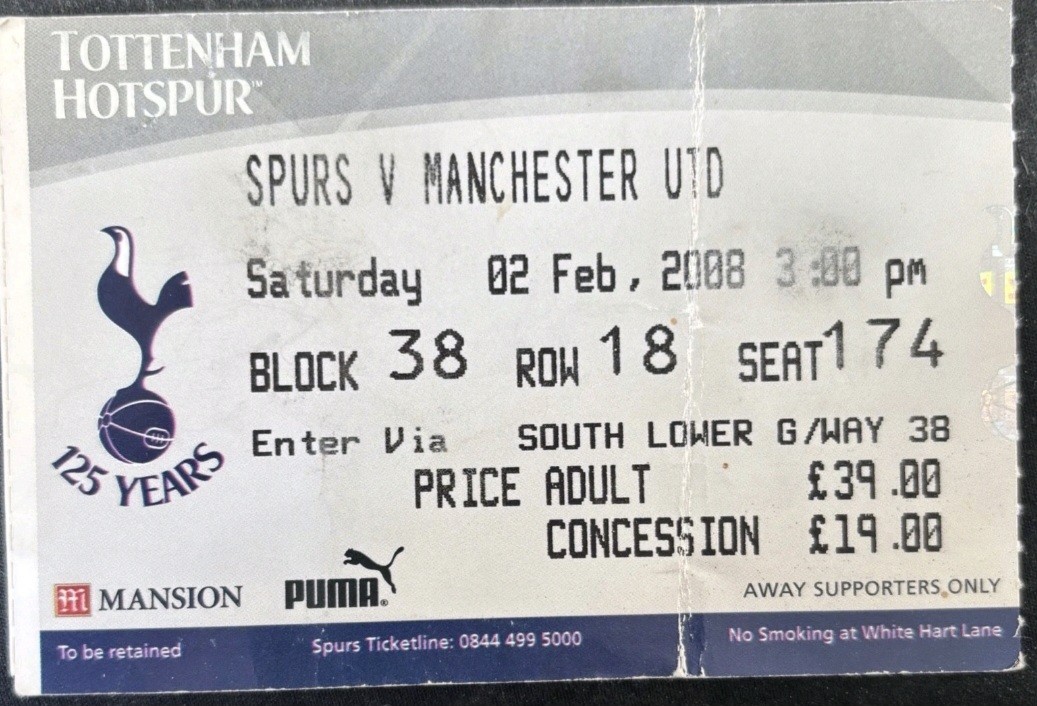 Tottenham vs Man Manchester United Utd 2008 FA Premier League Match ...