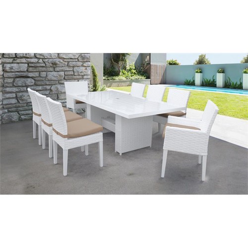 Monaco Rectangular Patio Dining Table 6 Armless Chairs 2 Arm Chairs in ...