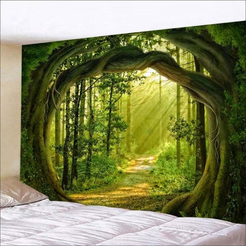 FENDROM Enchanted Forest Tapestry Nature Sunshine Lanscape Green Tree ...