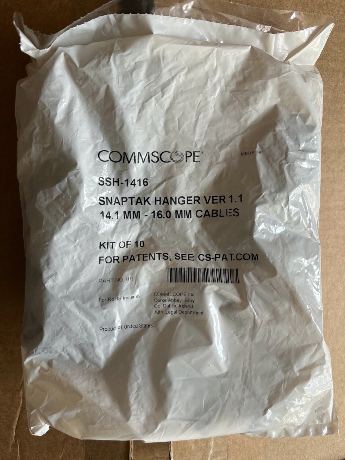 QTY 4 NEW Commscope SSH-1416 (10-Pk) SnapTak PIM-Guard Adjustable Hanger | eBay