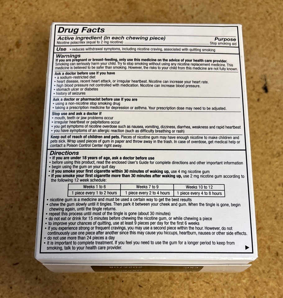 Nicorette Nicotine Gum 2mg Original 170 Count Exp 08/2026 Sealed ...