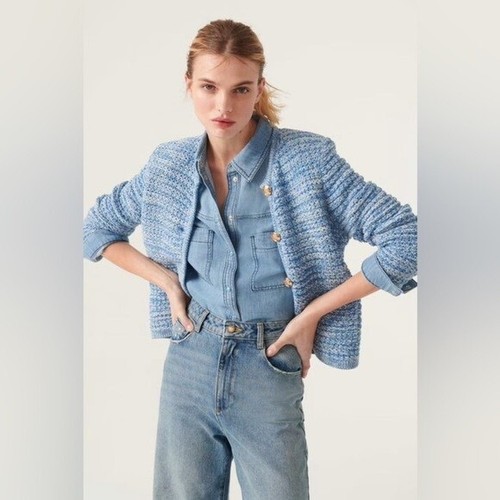 NEW Ba&sh Bash Guspa Cardigan Jacket in Blue Crochet | size 2 / M | eBay
