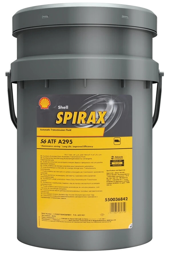 Shell Spirax S6 ATF A295 Transmission Fluid Allison TES-295 20 Litre ...