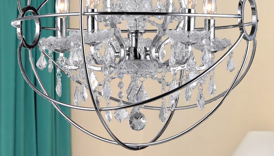 Modern Crystal Chrome Chandelier Dining Room Light Orb Ball ...