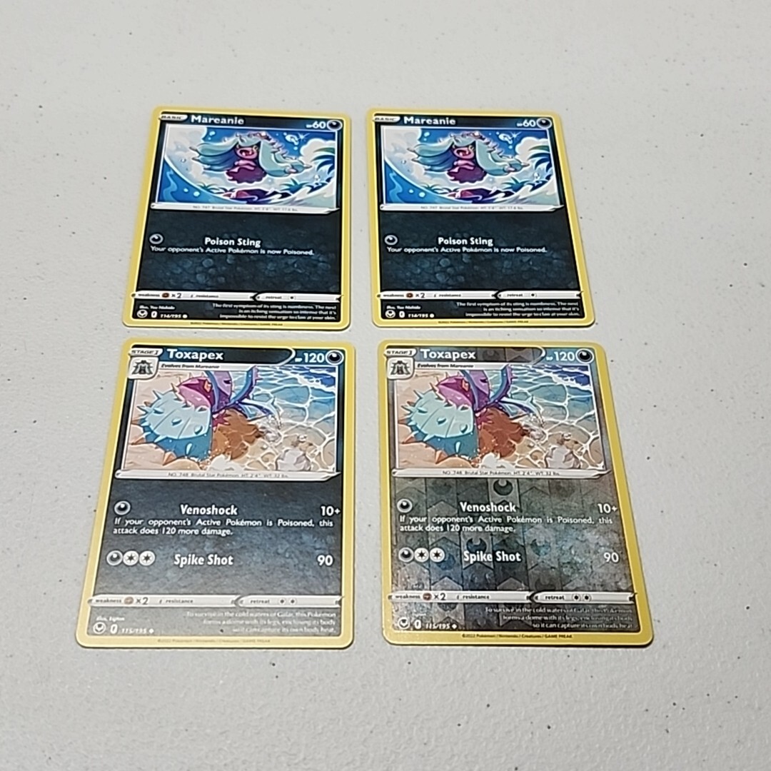 Pokémon TCG: Silver Tempest Mareanie & Toxapex Evolution Lot - 4 Cards ...