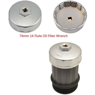 74mm 14 Flute Oil Filter Wrench Tool Housing Cap Cup Socket Removal ...