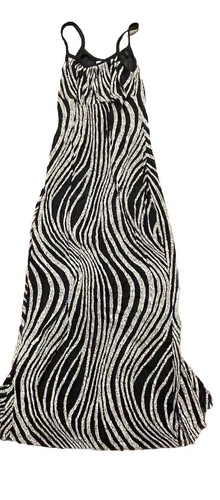 Vtg Melinda Daniels Dress Midi Spaghetti Straps Small Black White Slit ...