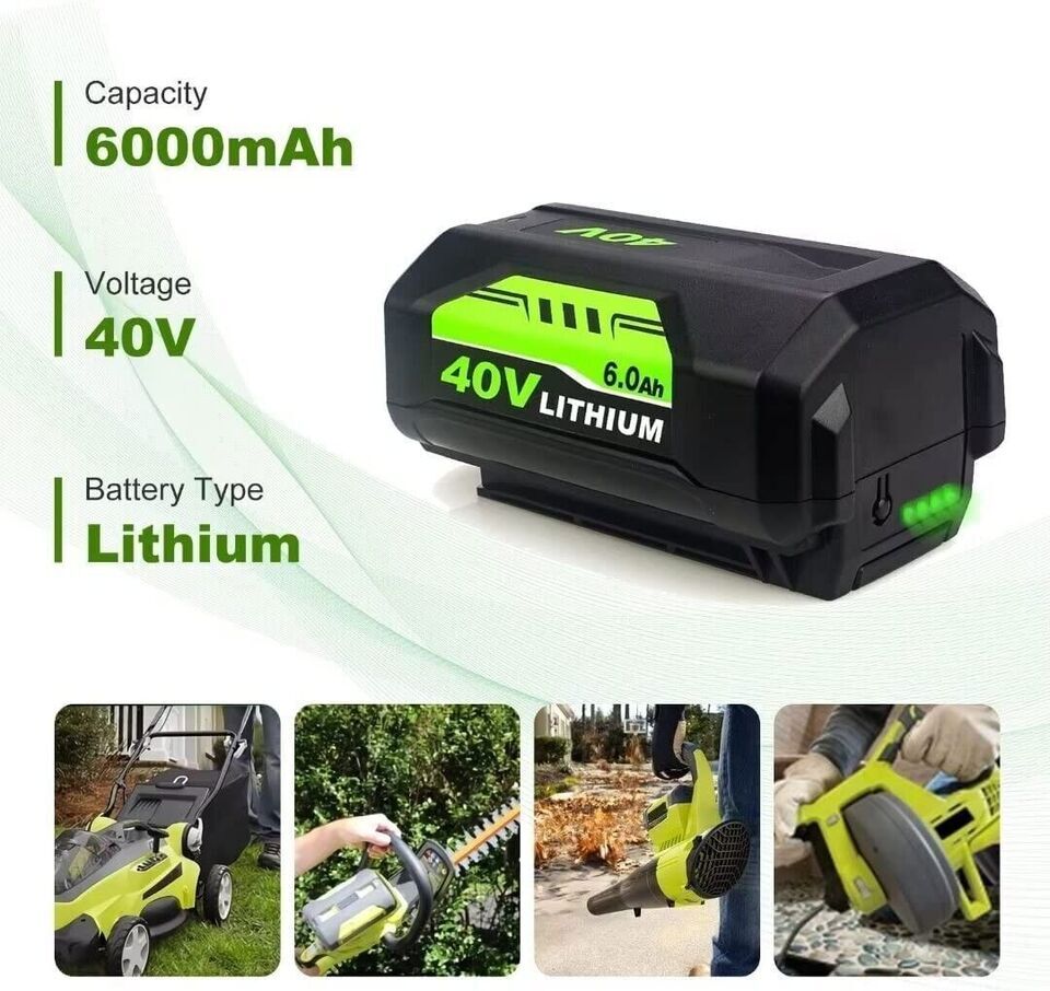 for Ryobi 40V Battery 6.0Ah fit for Ryobi 40V Cordless Power Tools ...