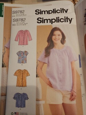 1 NEW Simplicity S9782 Misses' Tops Sewing Pattern Sz 8-16 Or 18-26 | eBay