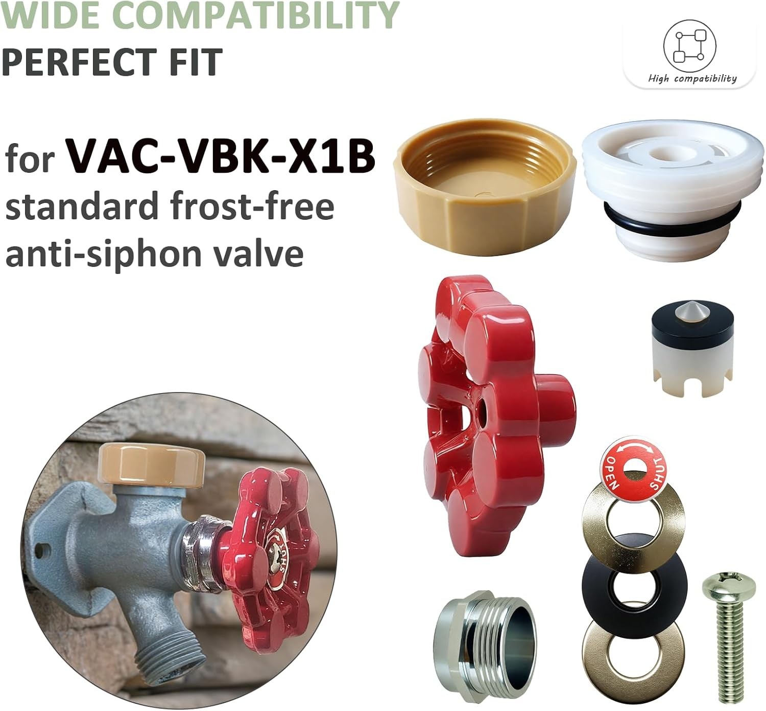 Outdoor Faucet Repair Kit,Universal ASSE 1019-A Vacuum Breaker Outside ...