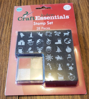 JoAnn Craft Essentials Small Square Christmas Holiday Rubber Stamp Set ...