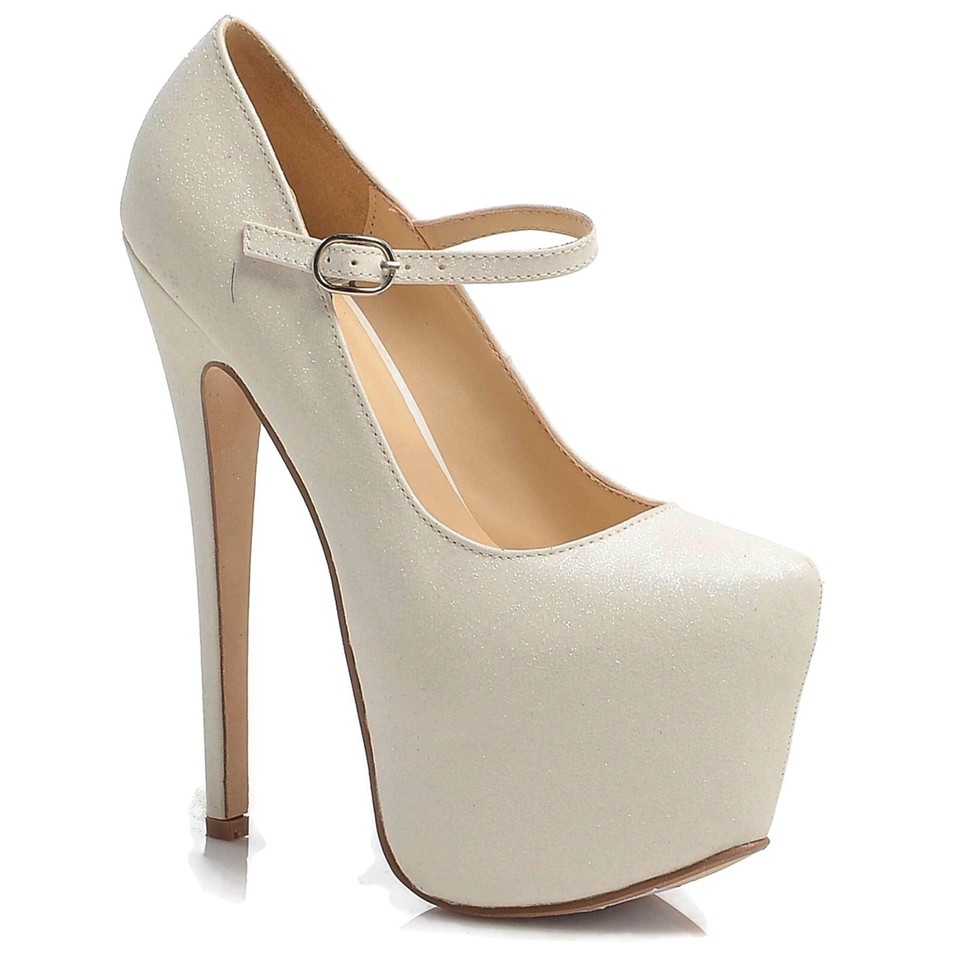 Womens Stiletto Platform High Heels Ladies Ankle Strap Wedding Prom ...