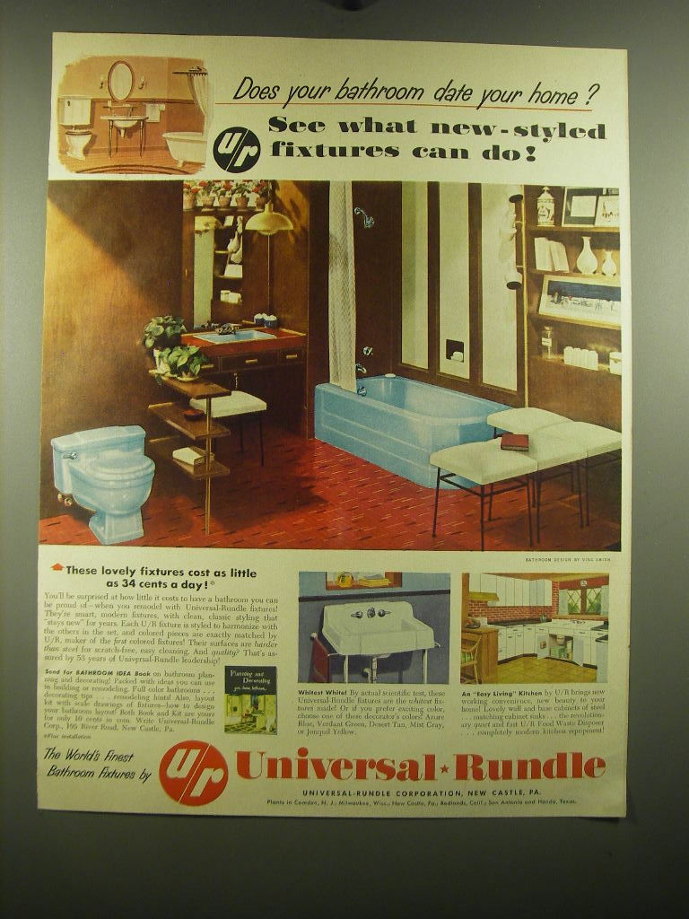 1954 Universal-Rundle Bath Fixtures Ad - Does your bathroom date your ...