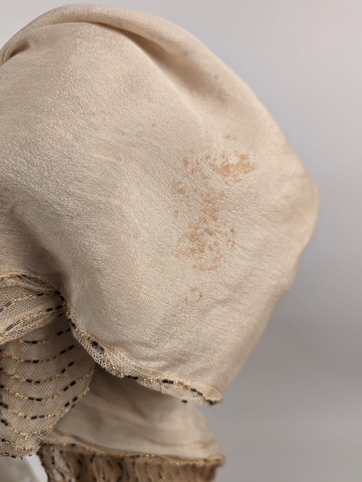 BEAUTIFUL UNUSUAL EDWARDIAN GLASS BEADED STOLE FOR DRESS W HUGE TASSEL ...