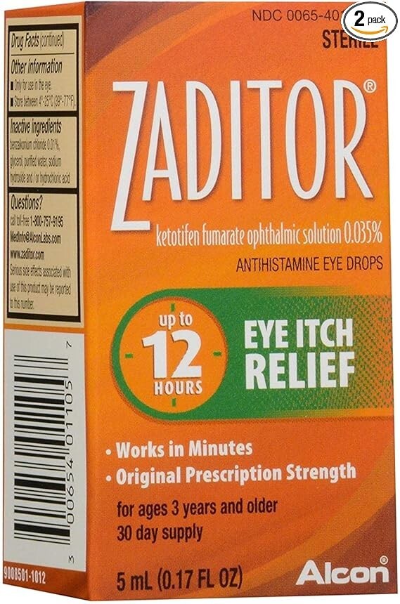 Systane Zaditor, Antihistamine Eye Itch Relief, 12 HR. Two, 5 ml Bottl ...