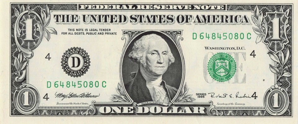 1995 web press bank note D-C block $1 one dollar bill D4845080C | eBay