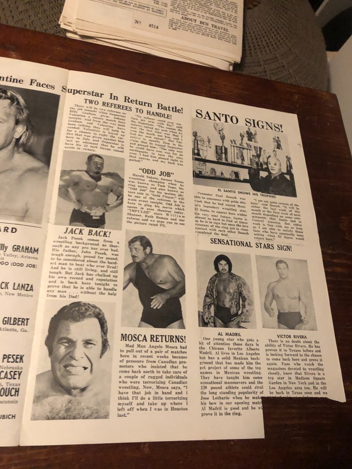 Vintage 11/08/1974 Houston, TX Paul Boesch Wrestling Program NWA/AWA ...