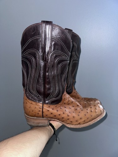 PRE-OWNED Tecovas THE EMMITT OSTRICH Roper Square Boot Men Sz 8.5 D ...