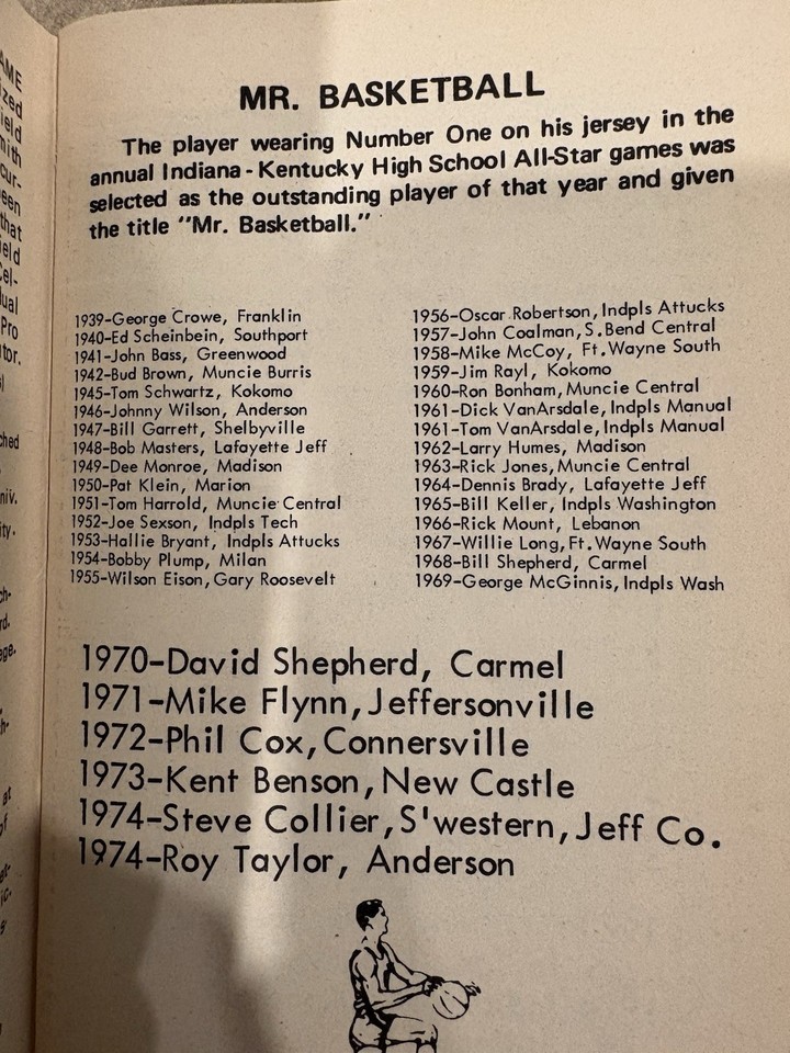 1974-75 Indiana Basketball Handbook w/ Kent Benson of IU Hoosiers ...